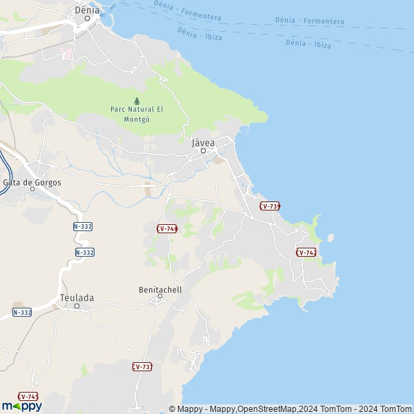 Plan Jávea : carte de Jávea (03730) et infos pratiques