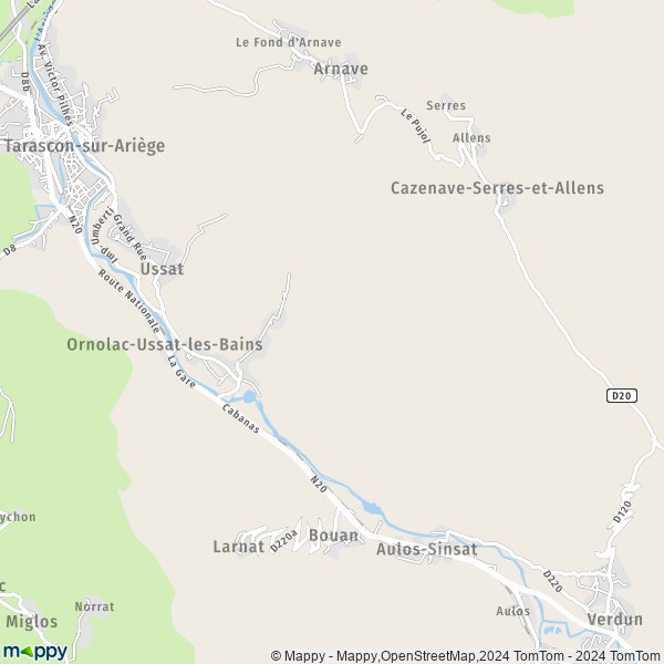 Plan Ornolac-Ussat-les-Bains : carte de Ornolac-Ussat-les-Bains (09400 ...