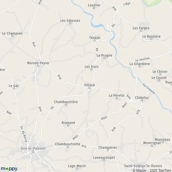 Plan Villard : carte de Villard (23800) et infos pratiques