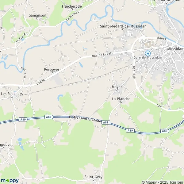 Plan Saint-Médard-de-Mussidan : carte de Saint-Médard-de-Mussidan ...