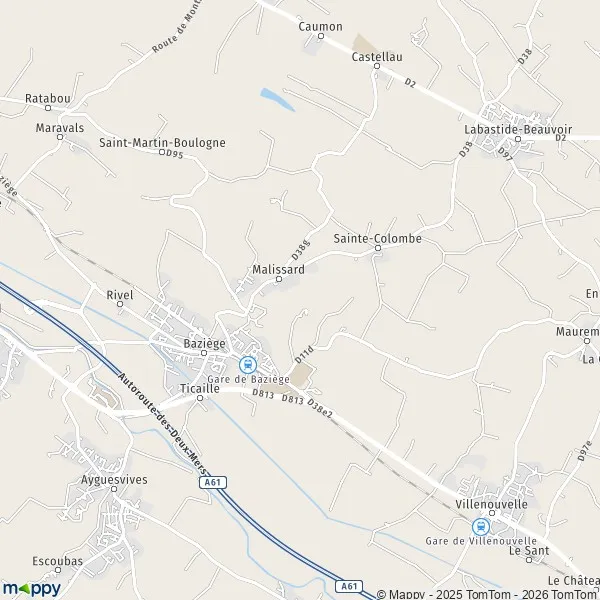 Plan Baziège : carte de Baziège (31450) et infos pratiques