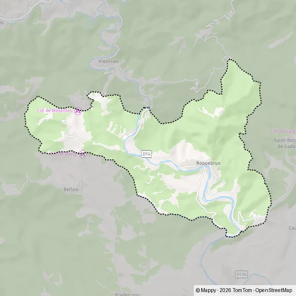Plan Roquebrun : carte de Roquebrun (34460) et infos pratiques