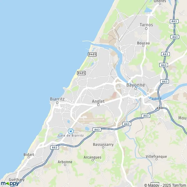 Plan Anglet : carte de Anglet (64600) et infos pratiques