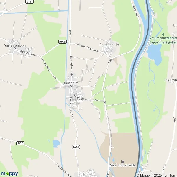 Plan Kunheim : carte de Kunheim (68320) et infos pratiques