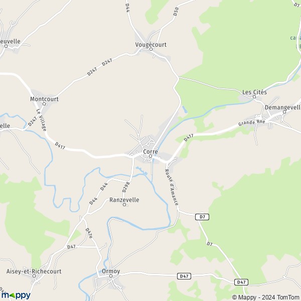 Plan Corre : carte de Corre (70500) et infos pratiques