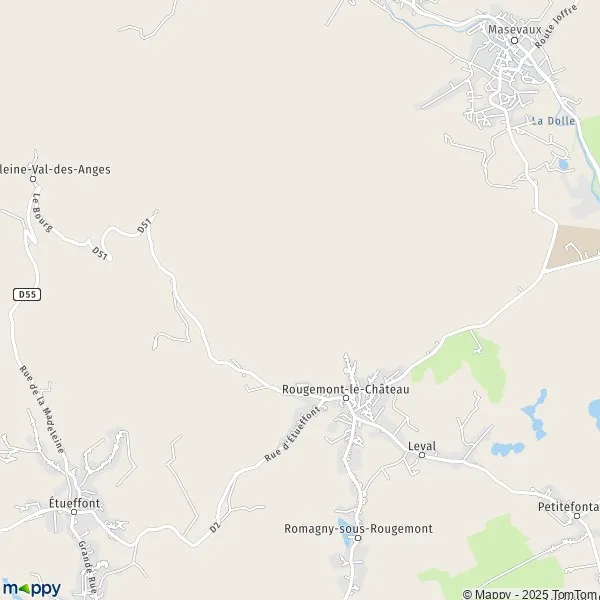 Plan Rougemont-le-Château : carte de Rougemont-le-Château (90110) et infos pratiques