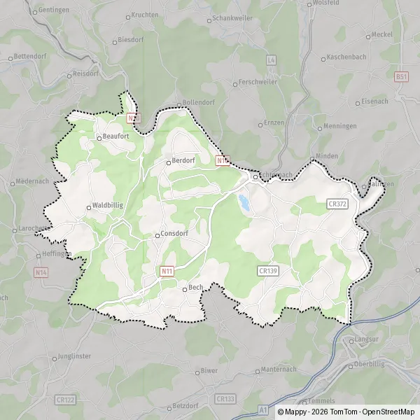 La carte du département Echternach