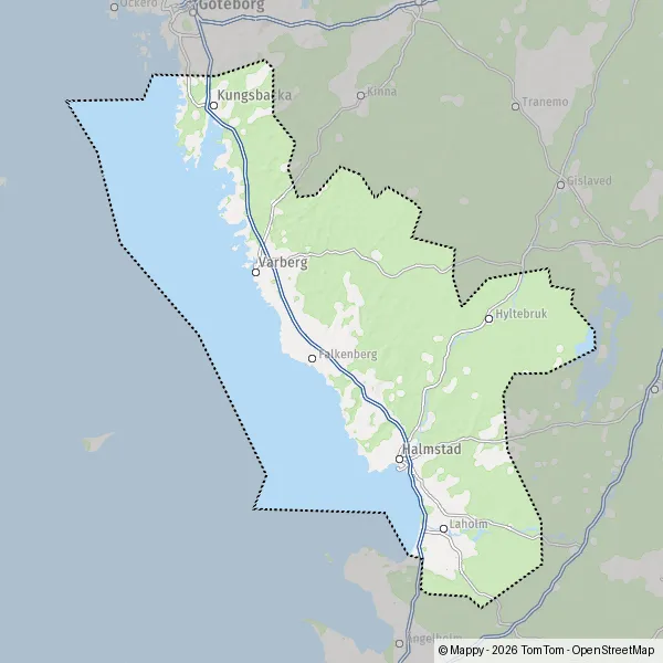 La carte du département Halland