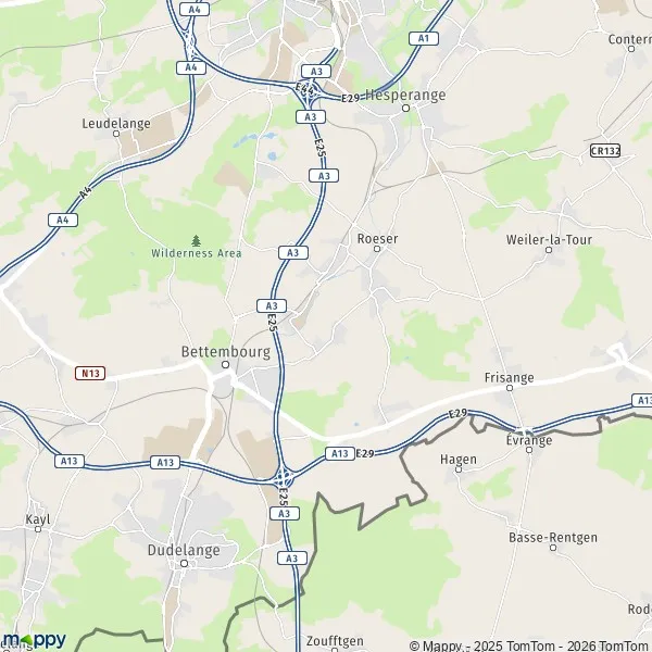 Plan Roeser : carte de Roeser (L) et infos pratiques